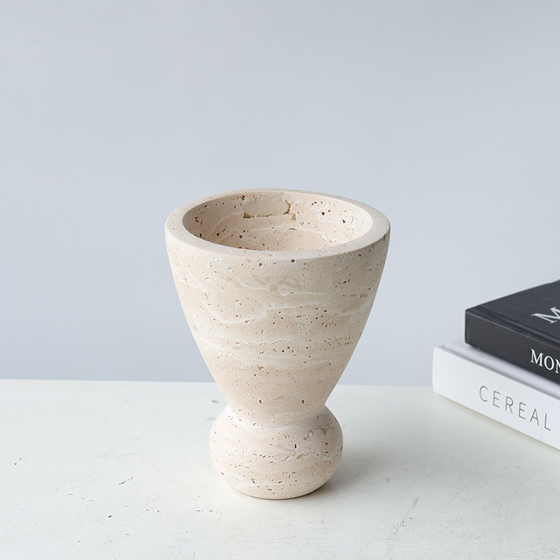 Minimalist Travertine Stone Vase | Handcrafted Natural Decor - Creative ...