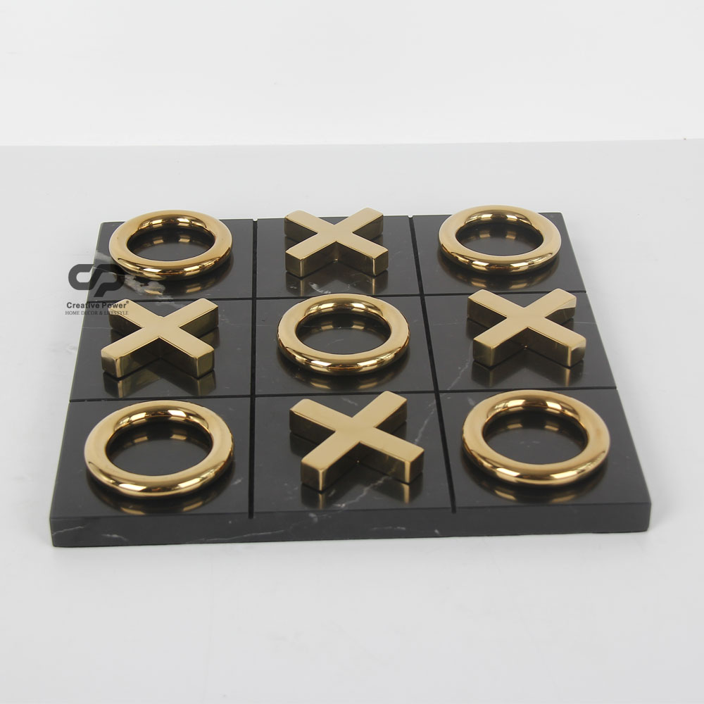 Luxury Gold Tic Tac Toe Set - Modern Home Decor Accent